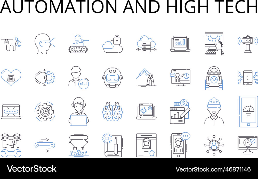 Automation and high tech line icons collection Vector Image