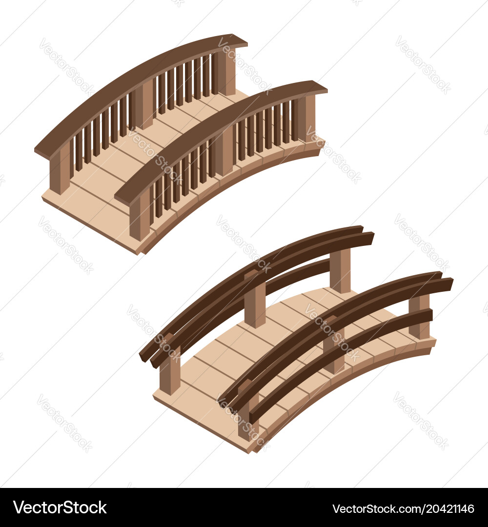 Beautiful wooden bridges Royalty Free Vector Image