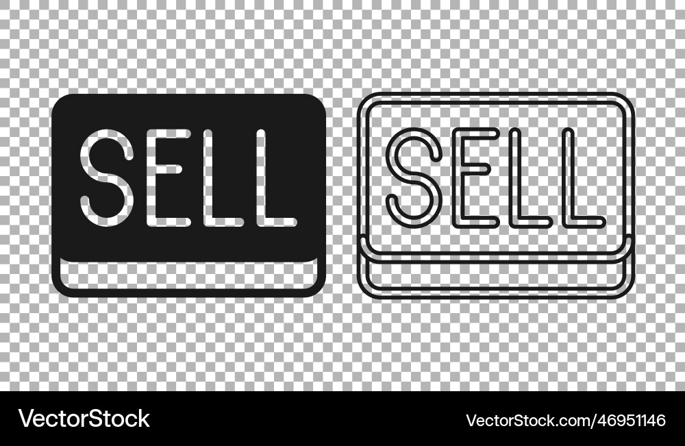 Black sell button icon isolated on transparent Vector Image
