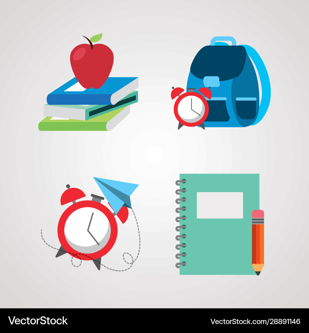 Bundle school set supplies Royalty Free Vector Image