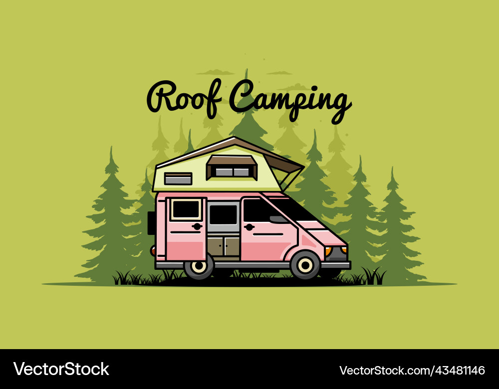 Camping on roof car design Royalty Free Vector Image