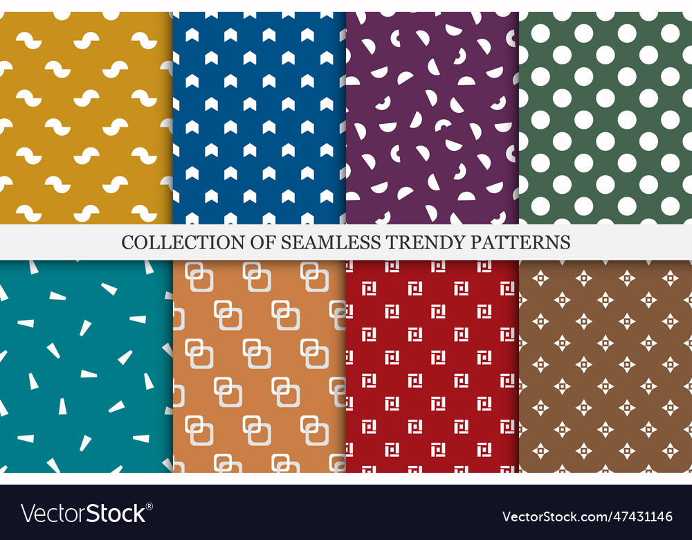 Collection of bright colorful seamless patterns Vector Image