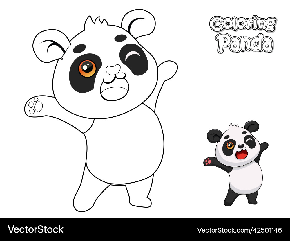 Coloring the cute cartoon panda educational game Vector Image
