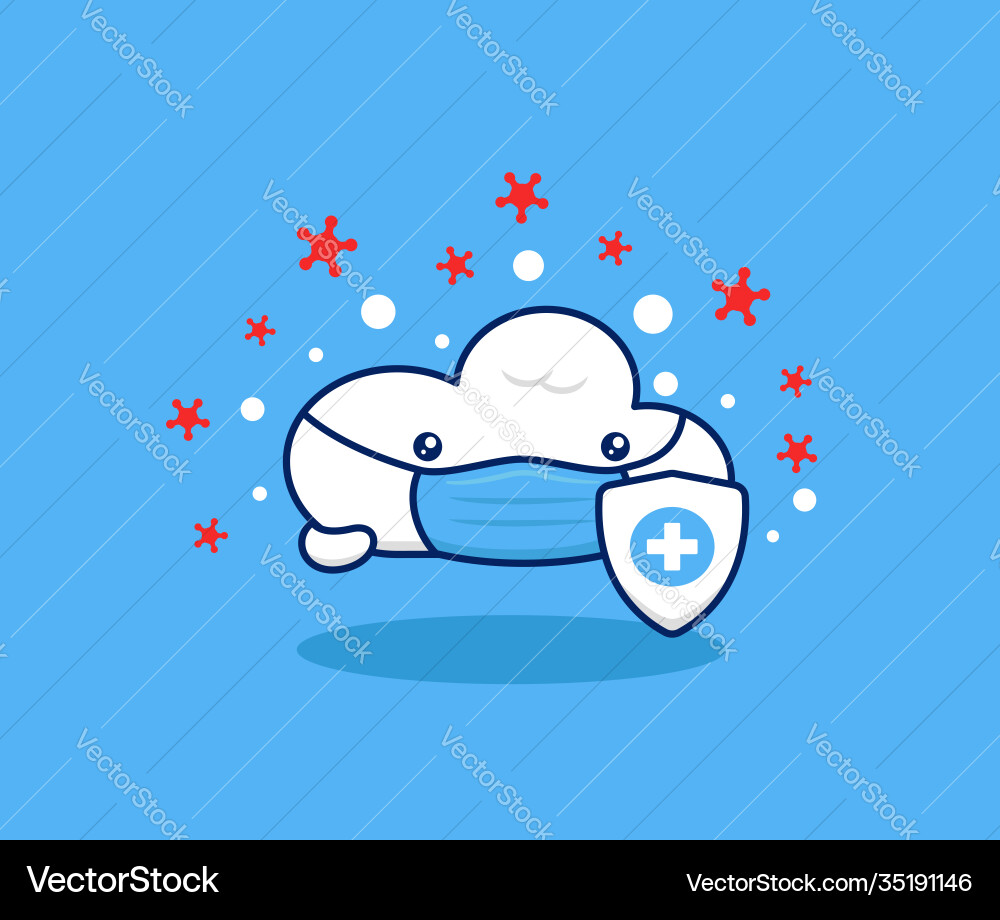 Cute cloud wear face mask health protocol Vector Image