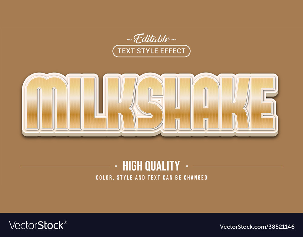 Editable text style effect - milkshake Royalty Free Vector