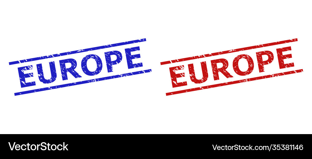 Europe stamps with grunged texture and parallel Vector Image