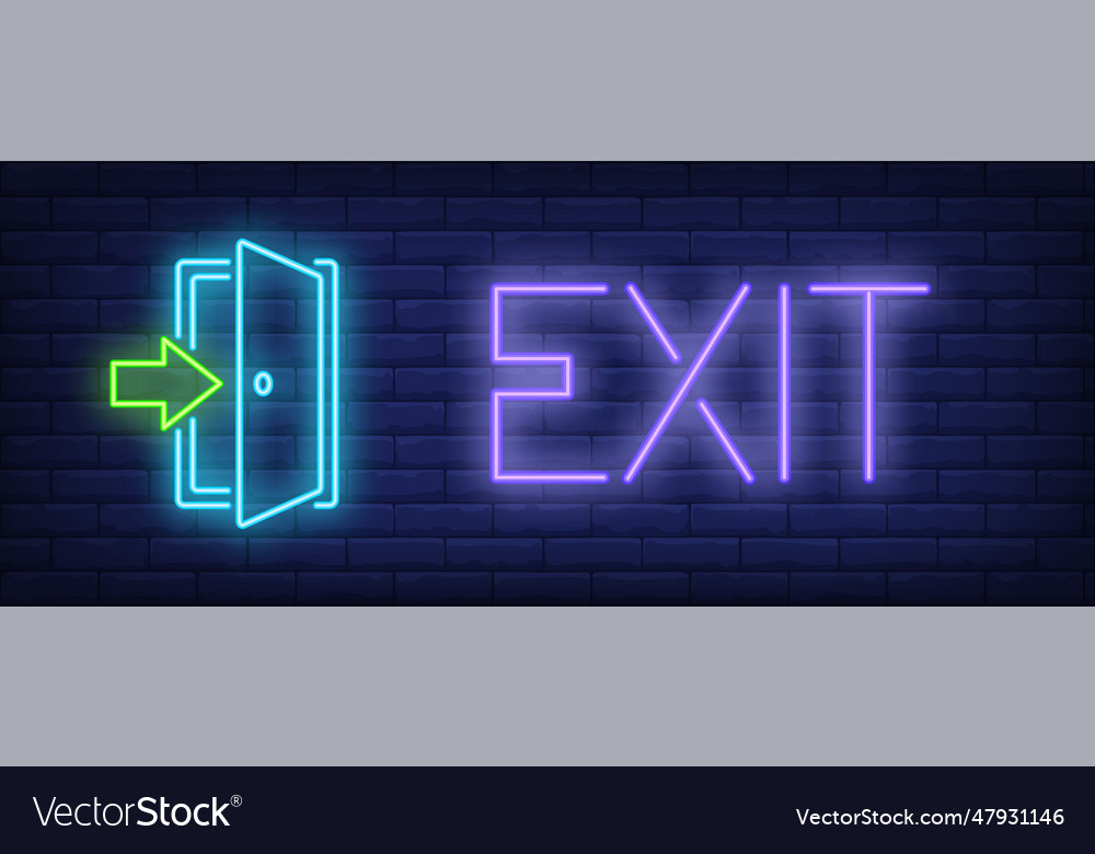Exit neon sign Royalty Free Vector Image - VectorStock