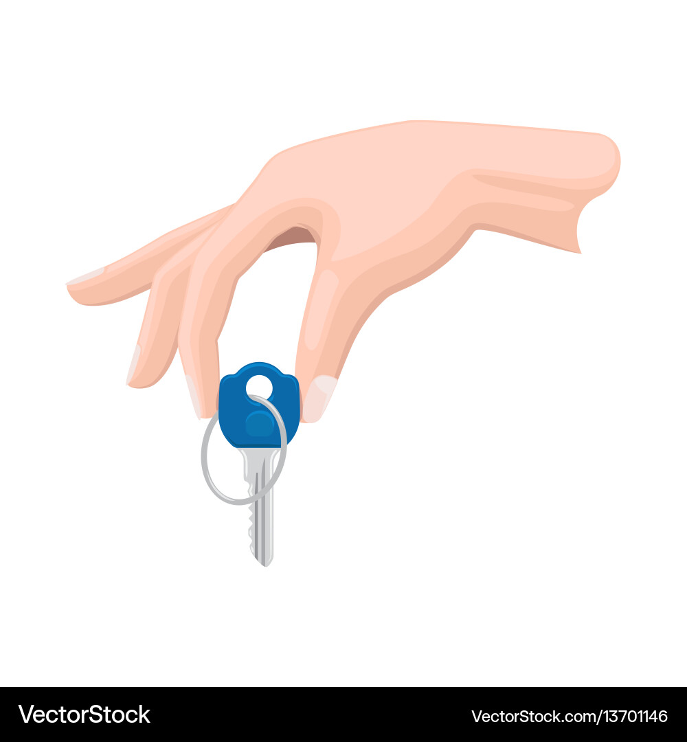 Human hand isolated holding one key on white Vector Image