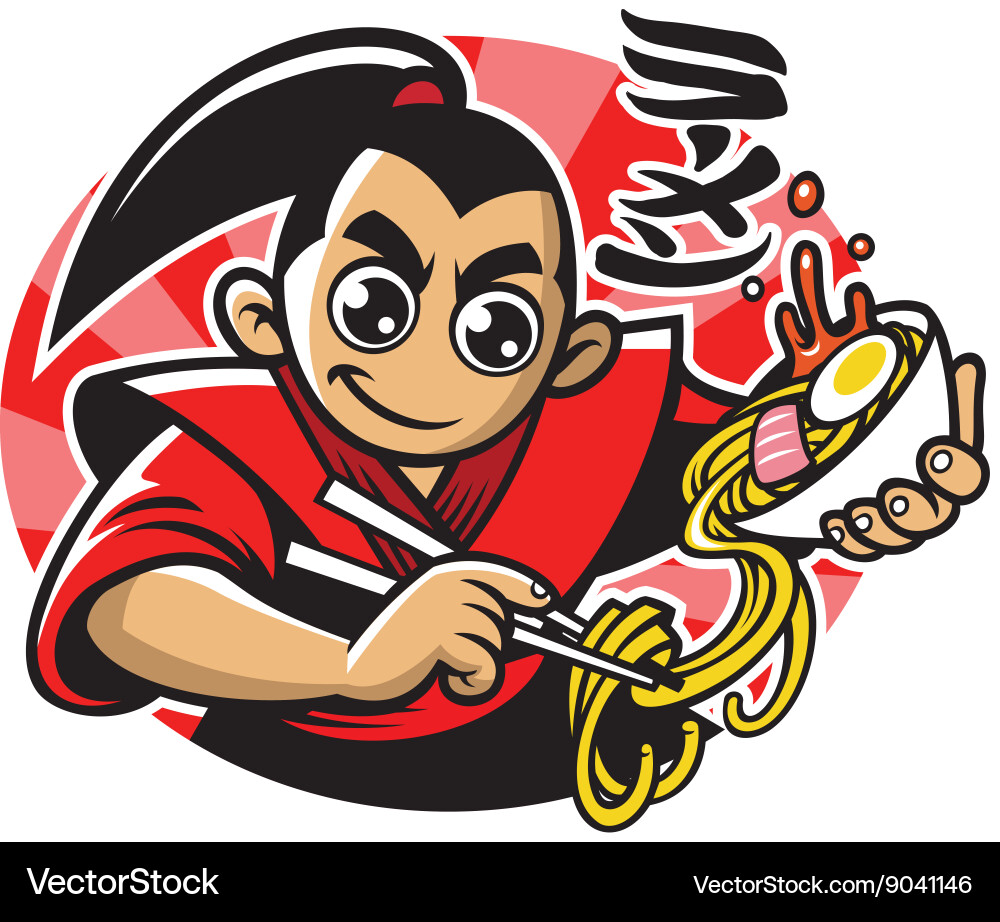 Japan man eats the ramen Royalty Free Vector Image