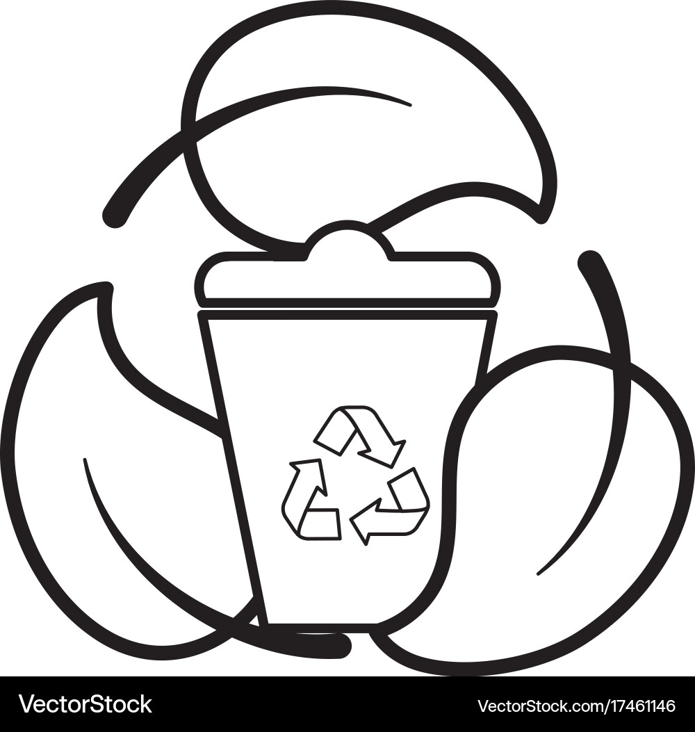 Line can recycle with natural leaves design Vector Image