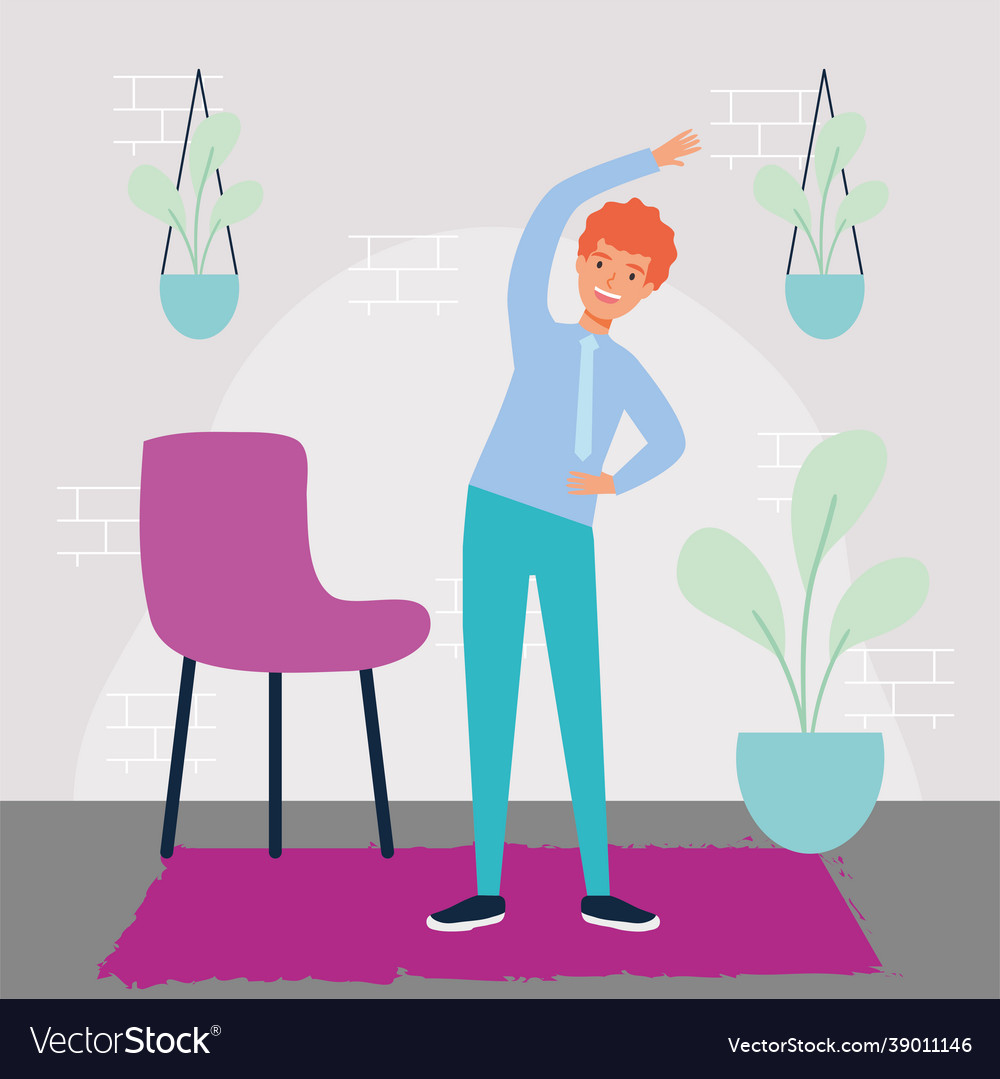 Man elegant practicing active breaks Royalty Free Vector