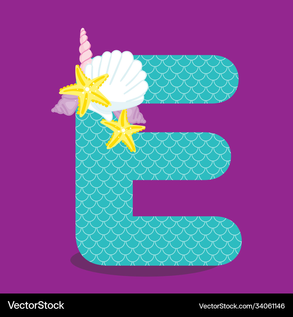 Mermaid alphabet e 05 Royalty Free Vector Image