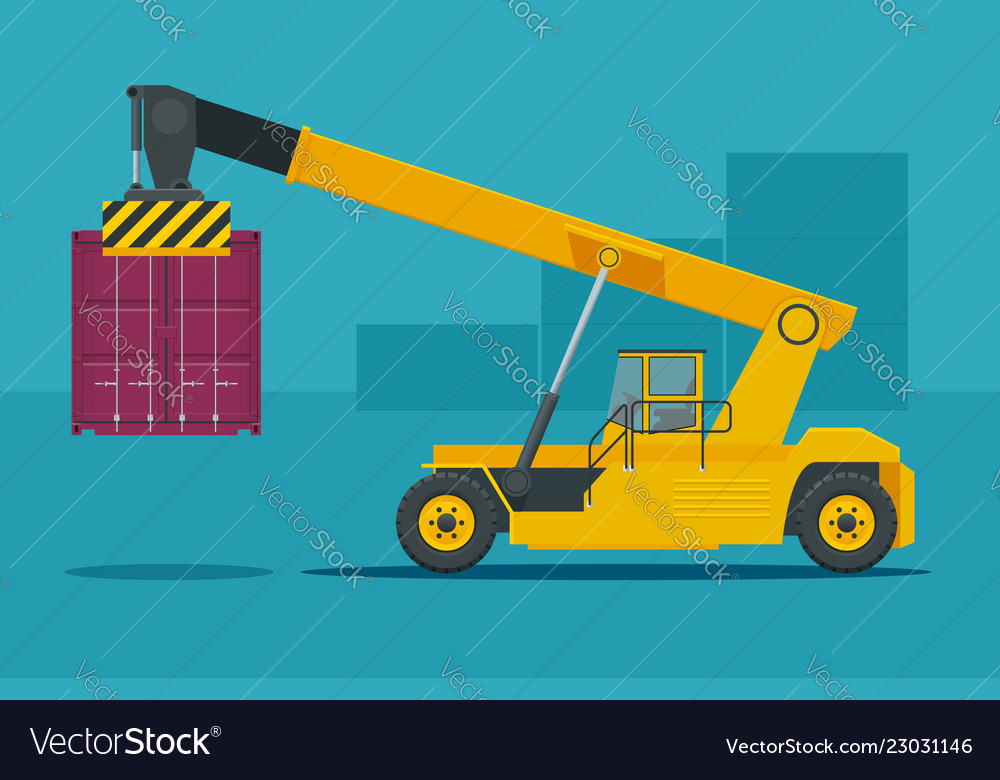 Mobile container handler in action Royalty Free Vector Image