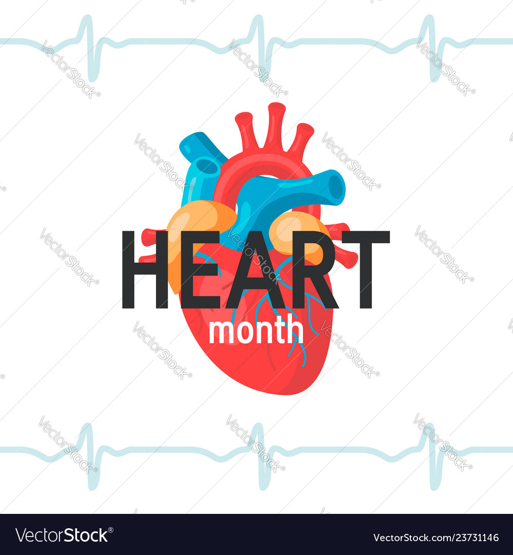 National Heart Month Concept In Flat Style Vector Image