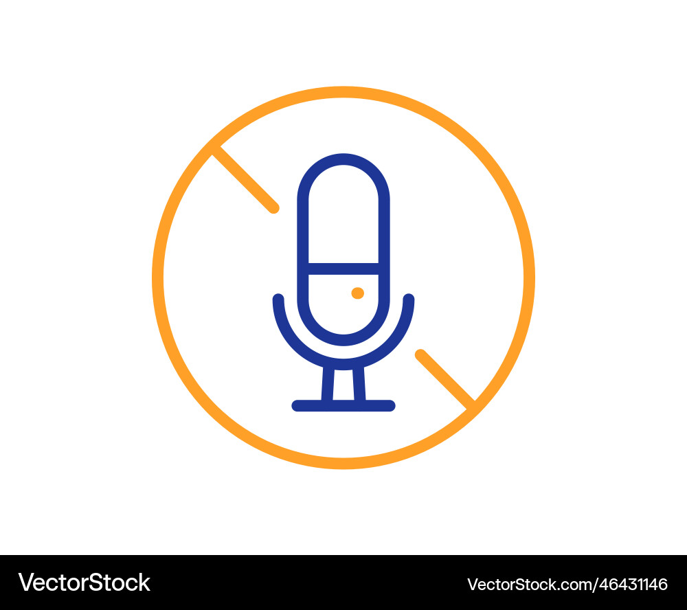No microphone line icon mute mic sign Royalty Free Vector