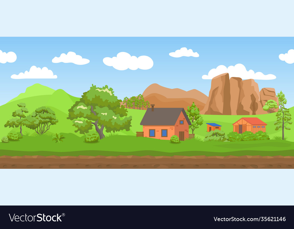 Parallax landscape seamless background green Vector Image