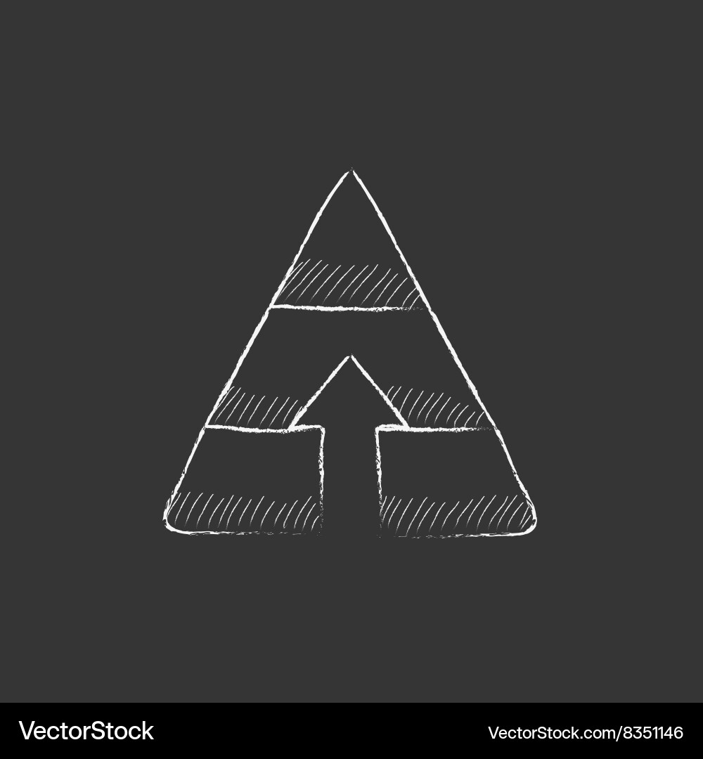 Pyramid with arrow up drawn in chalk icon Vector Image