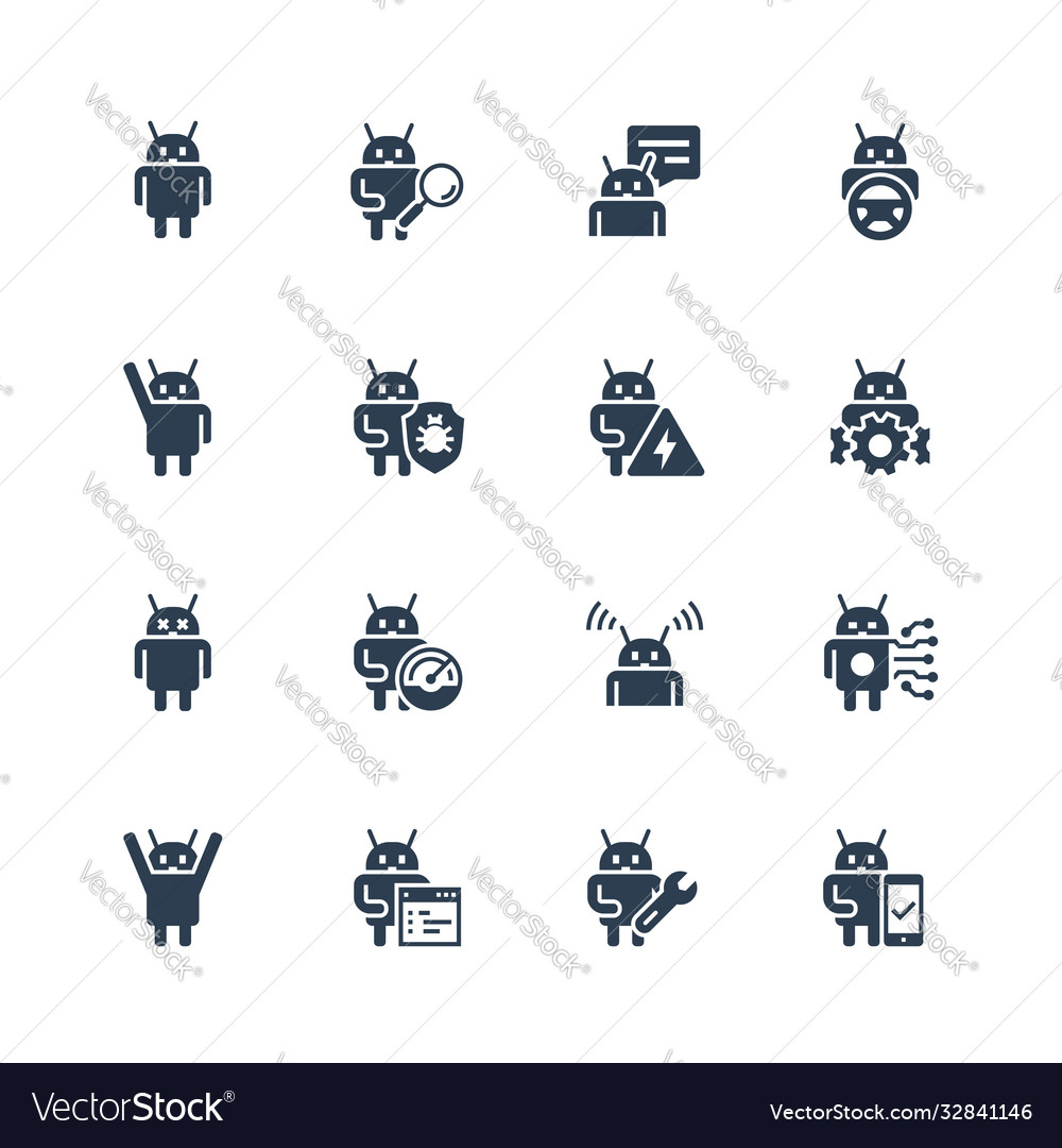 Robot or bot related icon set Royalty Free Vector Image
