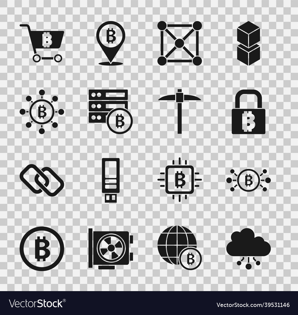 Set cryptocurrency cloud mining bitcoin circuit Vector Image