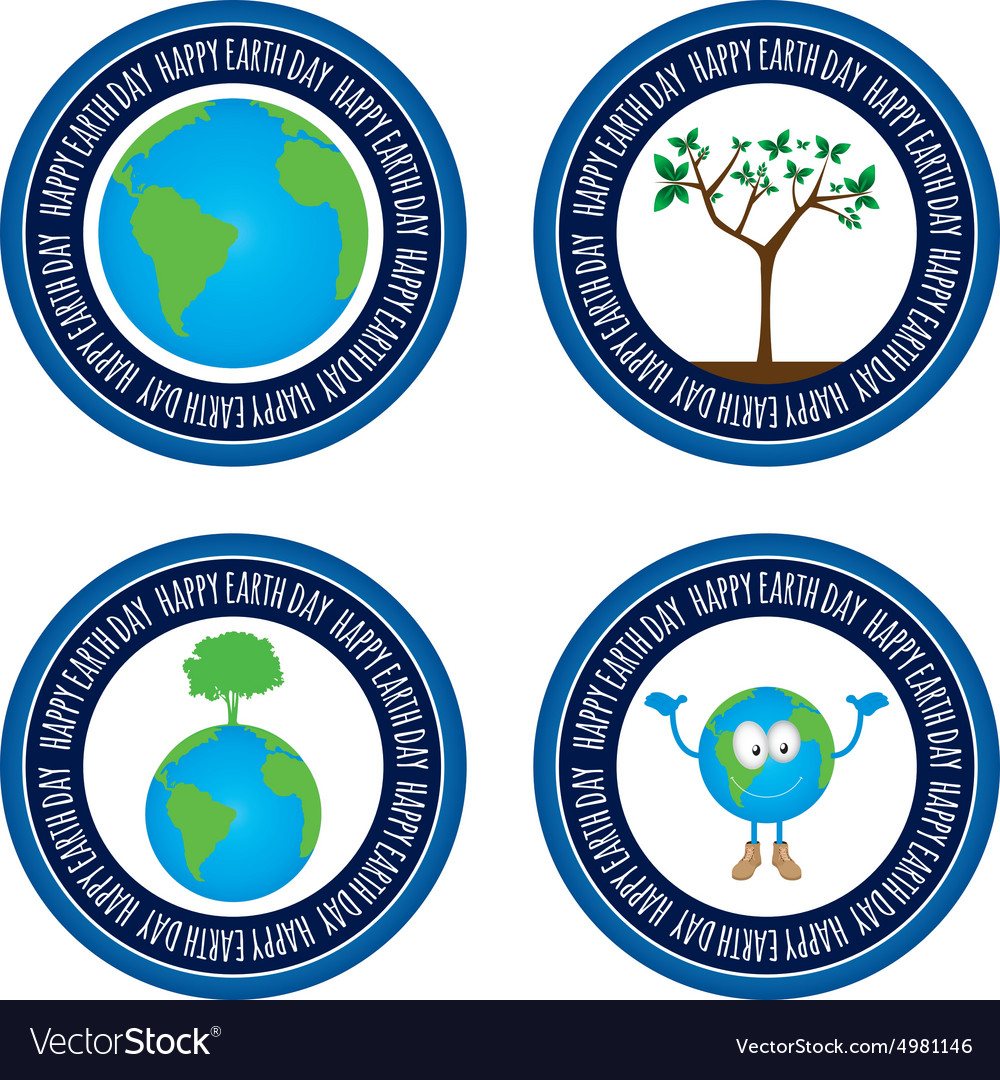 Set labels with text and elements for earth day Vector Image