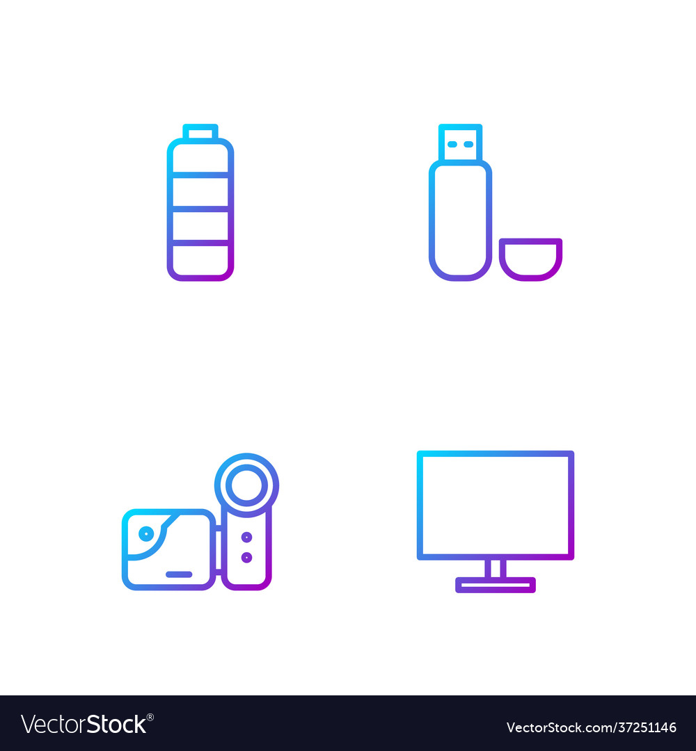 Set Line Computer Monitor Screen Cinema Camera Vector Image
