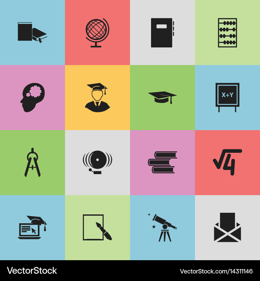 Set of 16 editable education icons includes Vector Image