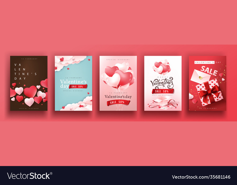 Set valentines day sale poster or banner Vector Image