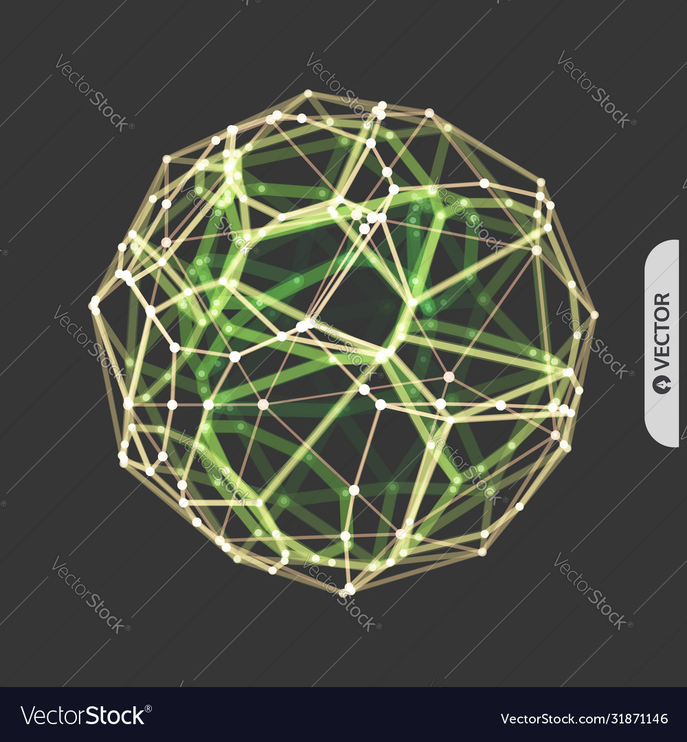Sphere 3d wireframe object with connected lines Vector Image