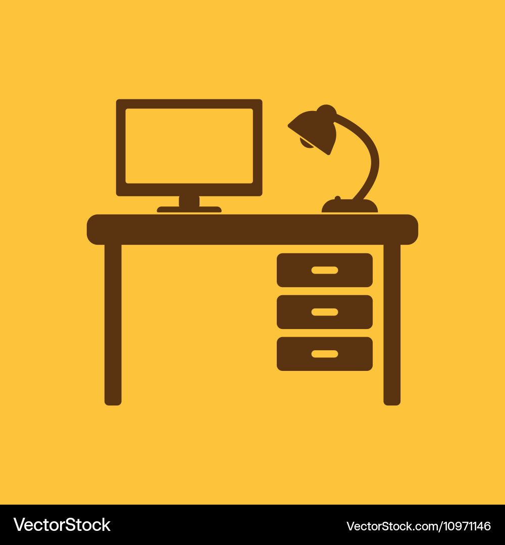 The table icon Workplace and job office working Vector Image