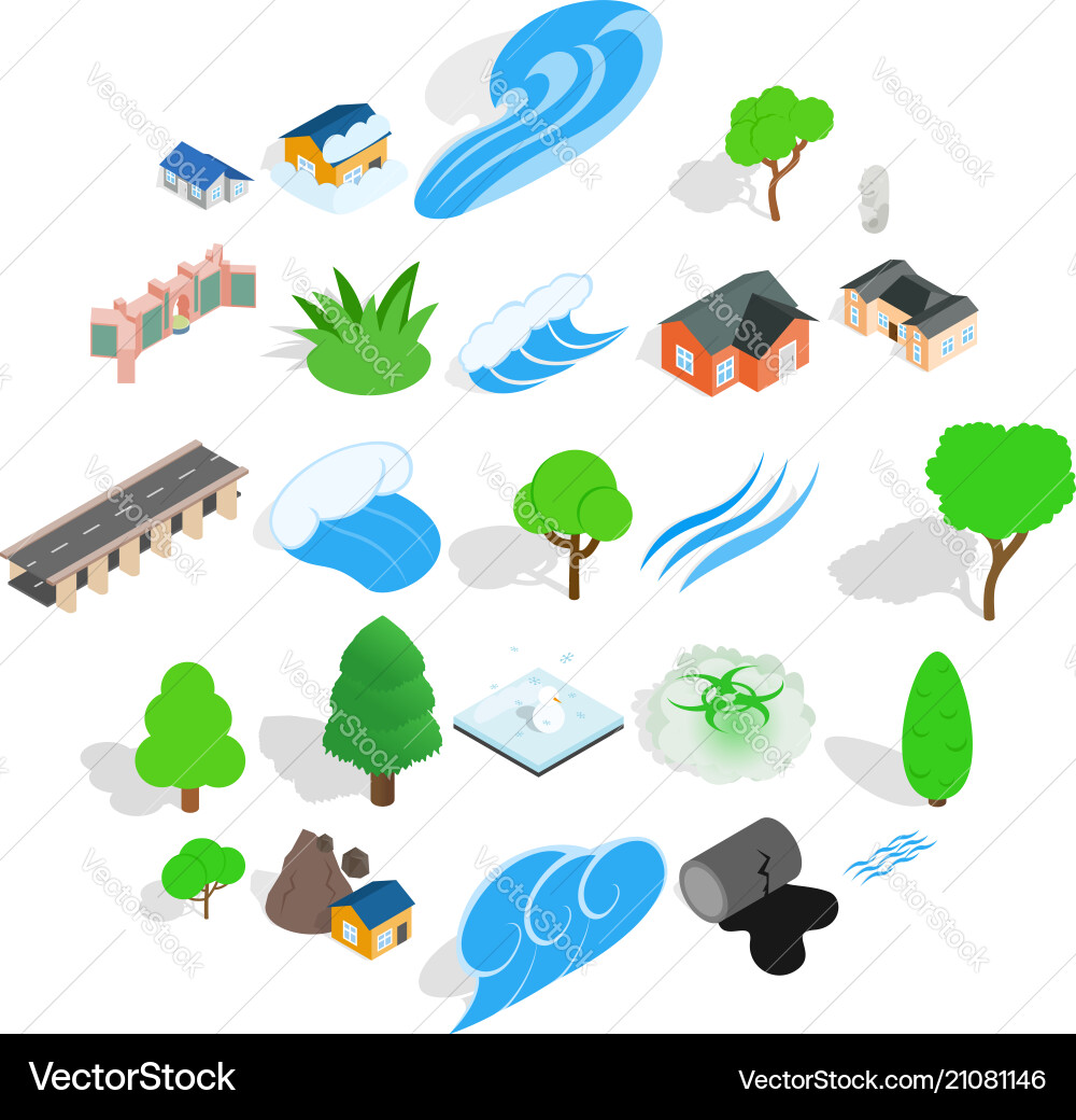 Urban landscape icons set isometric style Vector Image
