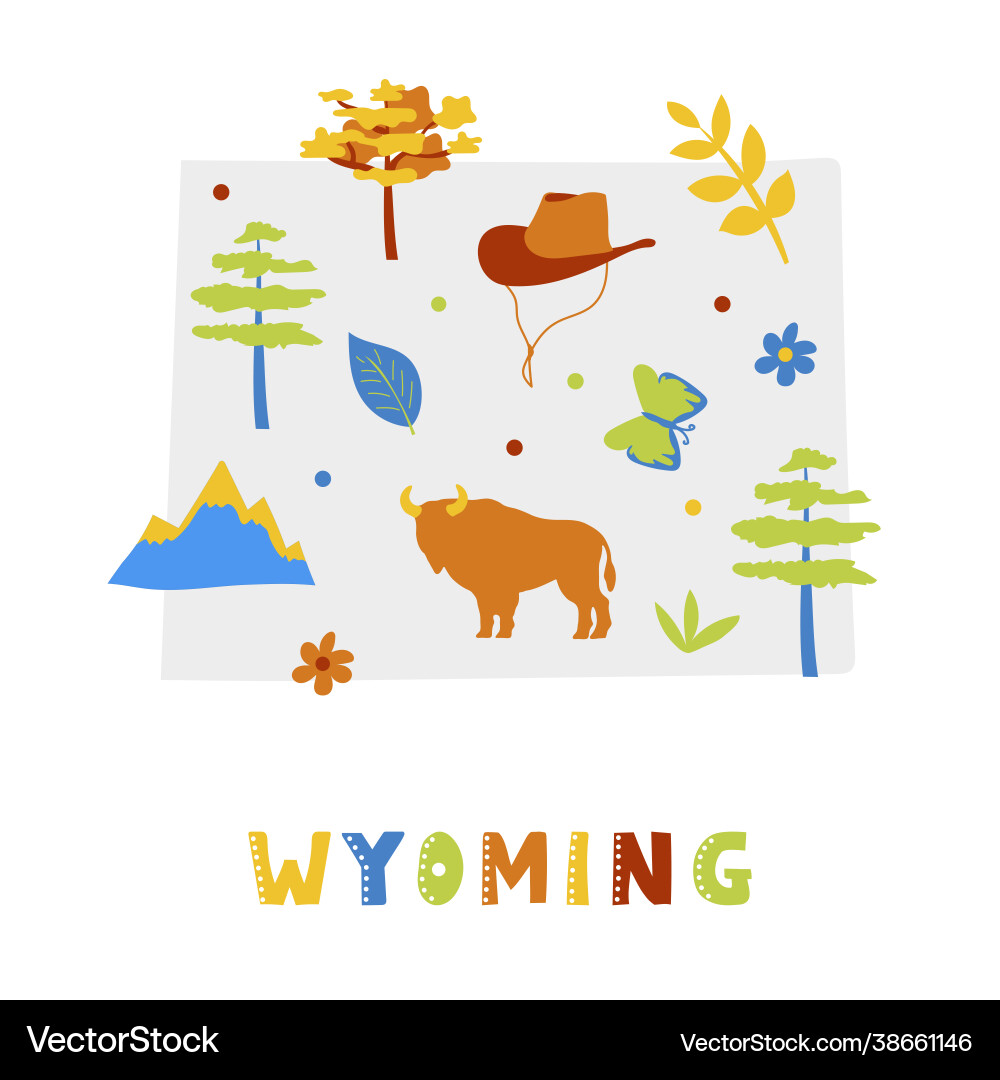 Usa map collection state symbols on gray Vector Image
