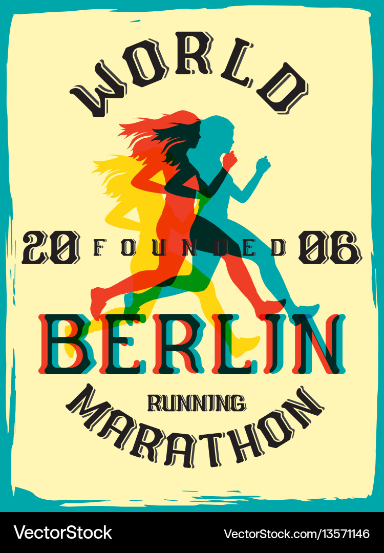 World marathon series retro poster Royalty Free Vector Image