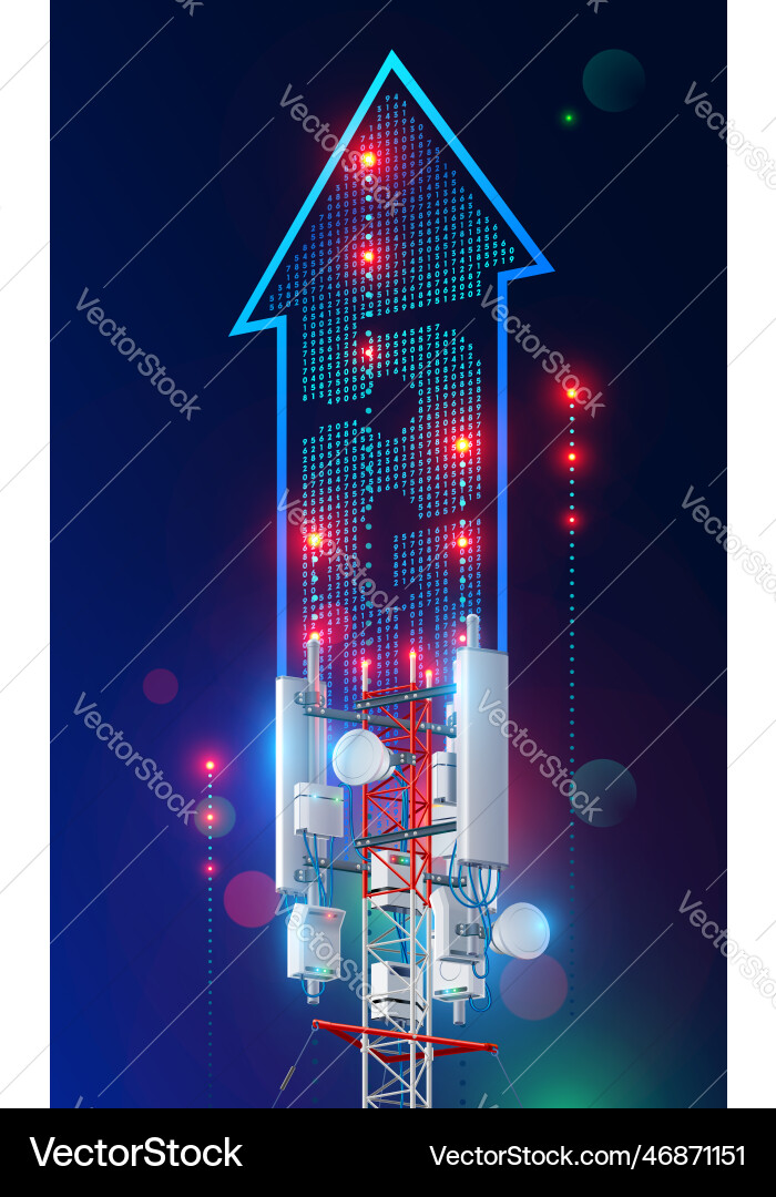 5g tower communication antenna fast speed station Vector Image