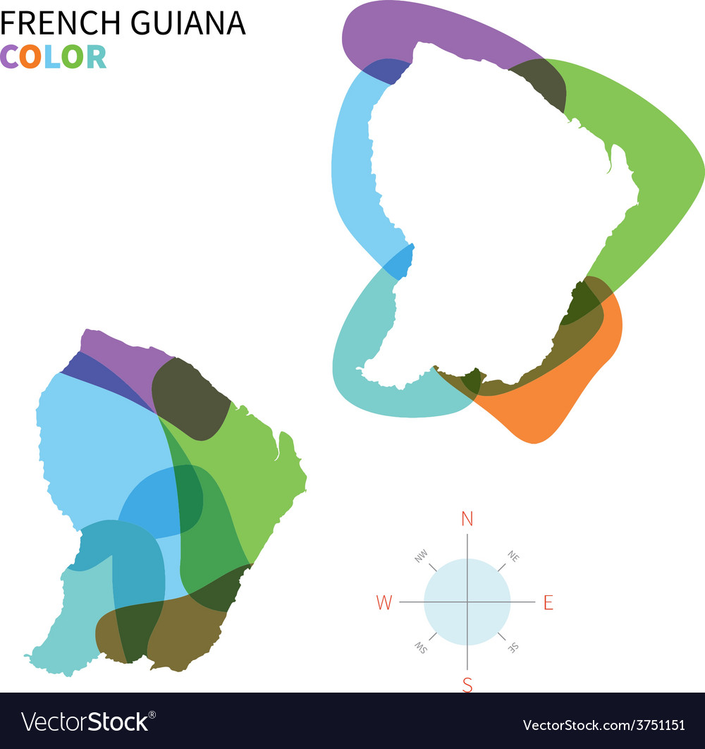 Abstract color map of french guiana Royalty Free Vector