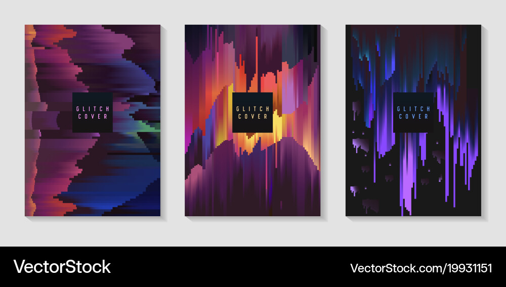 Abstract design set in glitch style trendy Vector Image