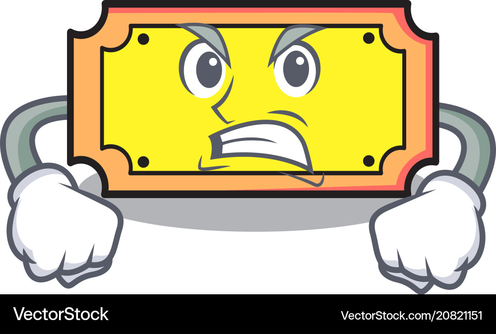 Angry ticket mascot cartoon style Royalty Free Vector Image