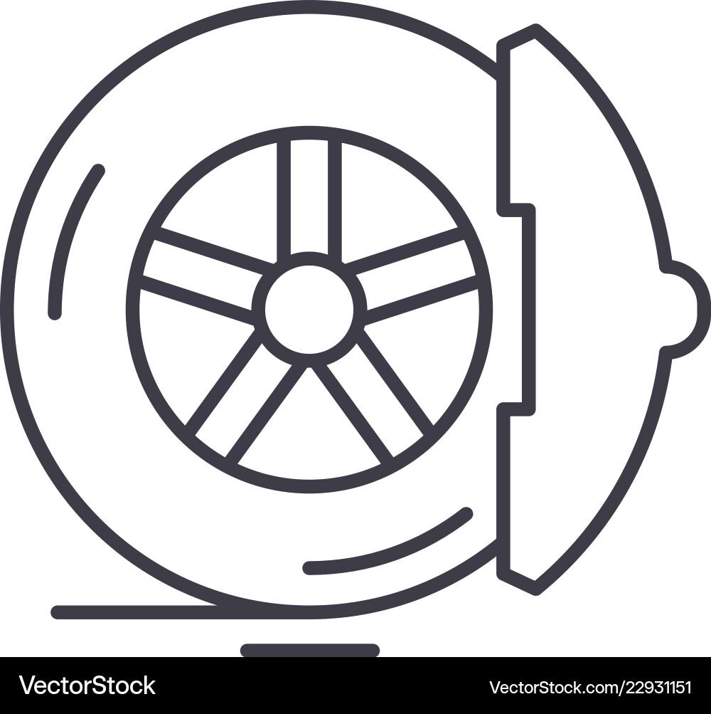 Brake pads line icon concept pads Royalty Free Vector Image