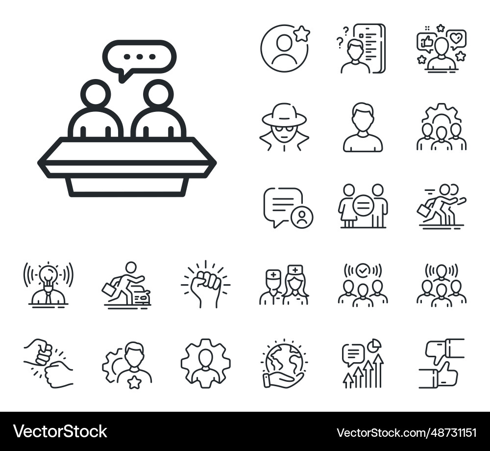 Employees talk line icon collaboration sign Vector Image