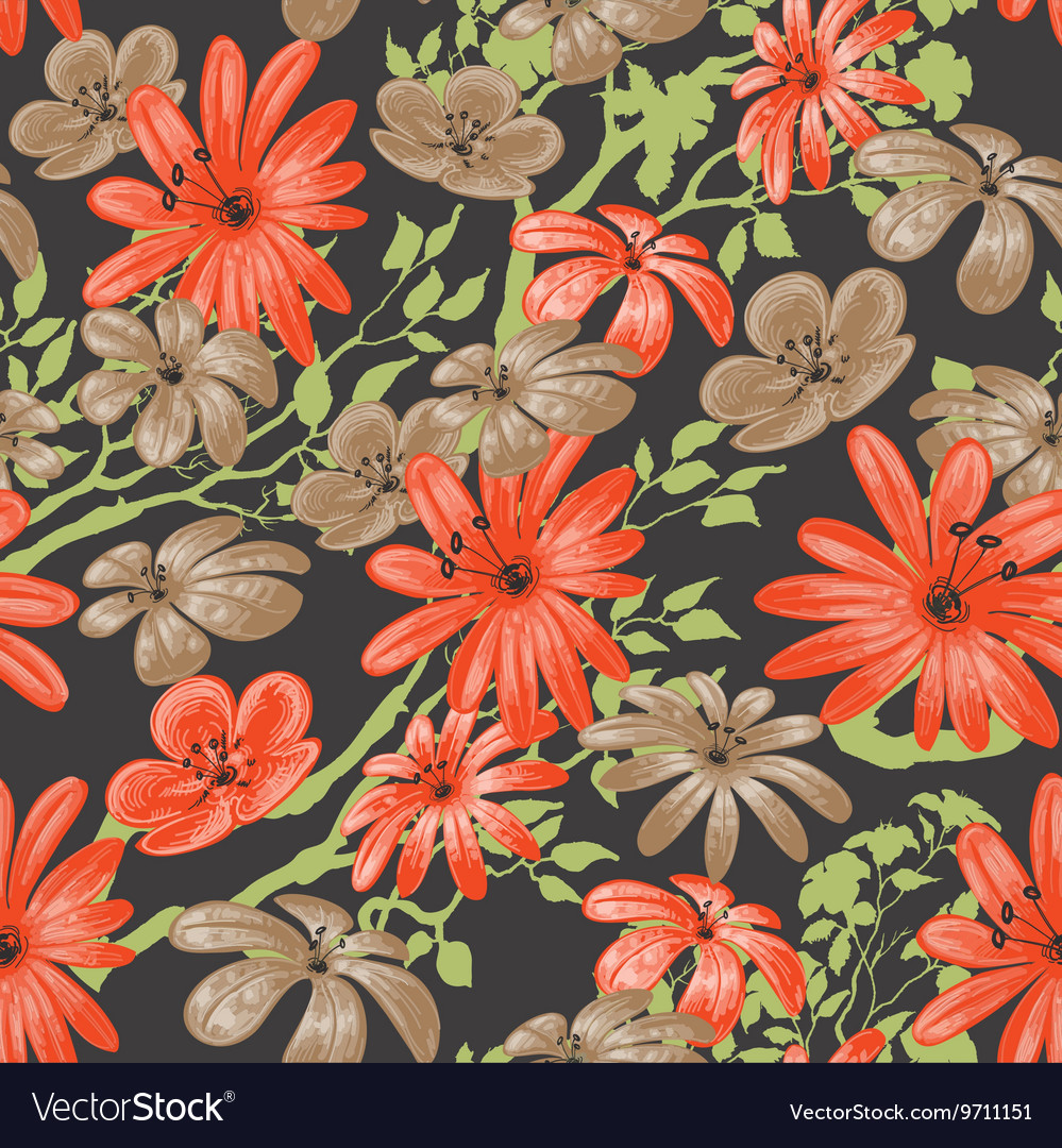 Flowers seamless pattern Royalty Free Vector Image