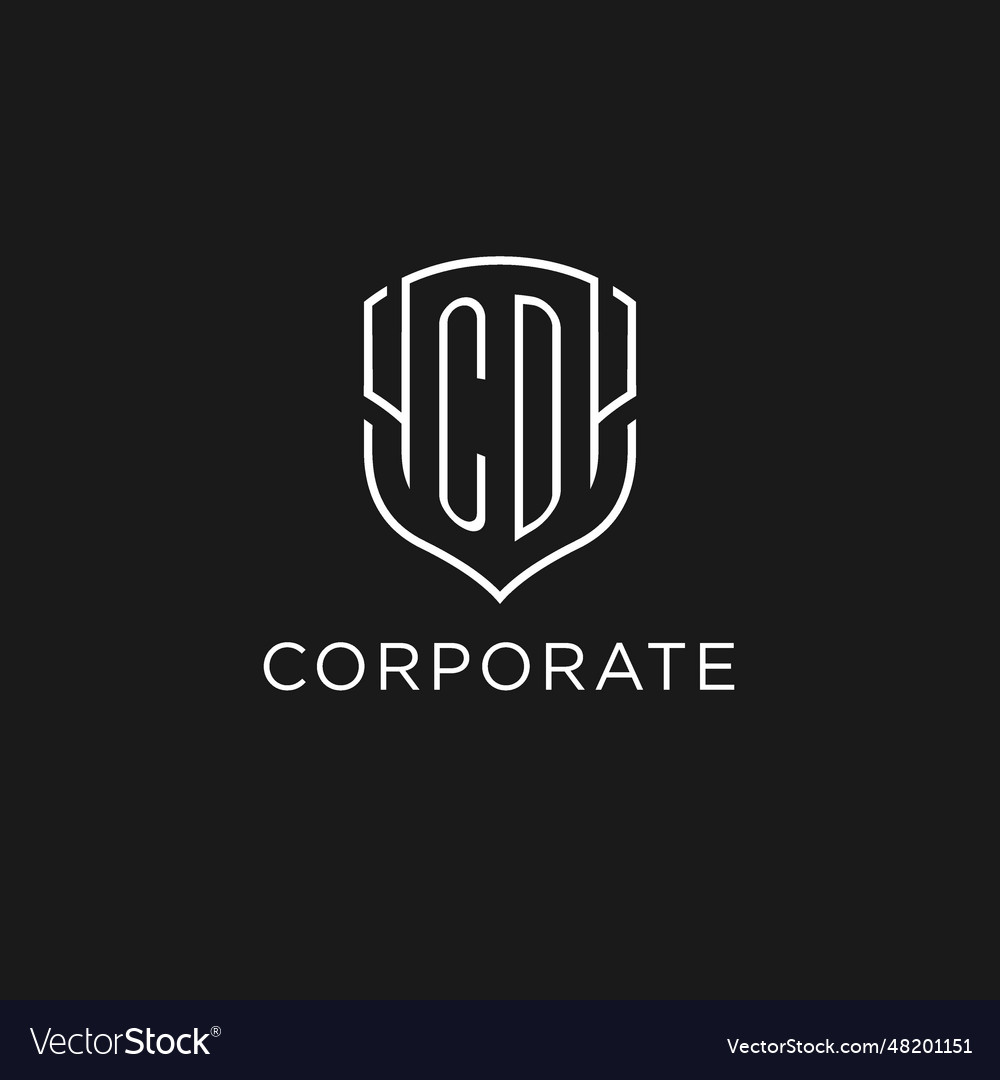 Initial cd logo monoline shield icon shape Vector Image