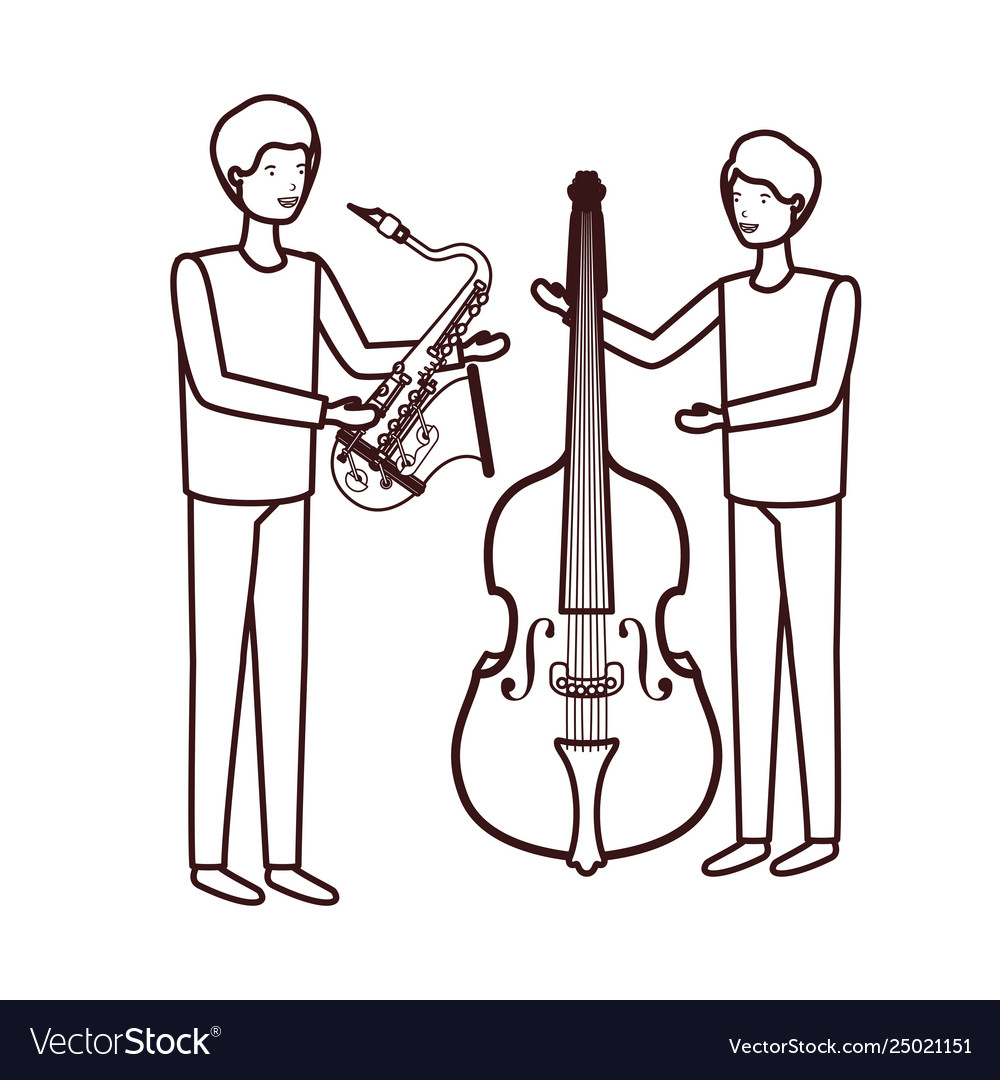 Men with musical instruments character Royalty Free Vector