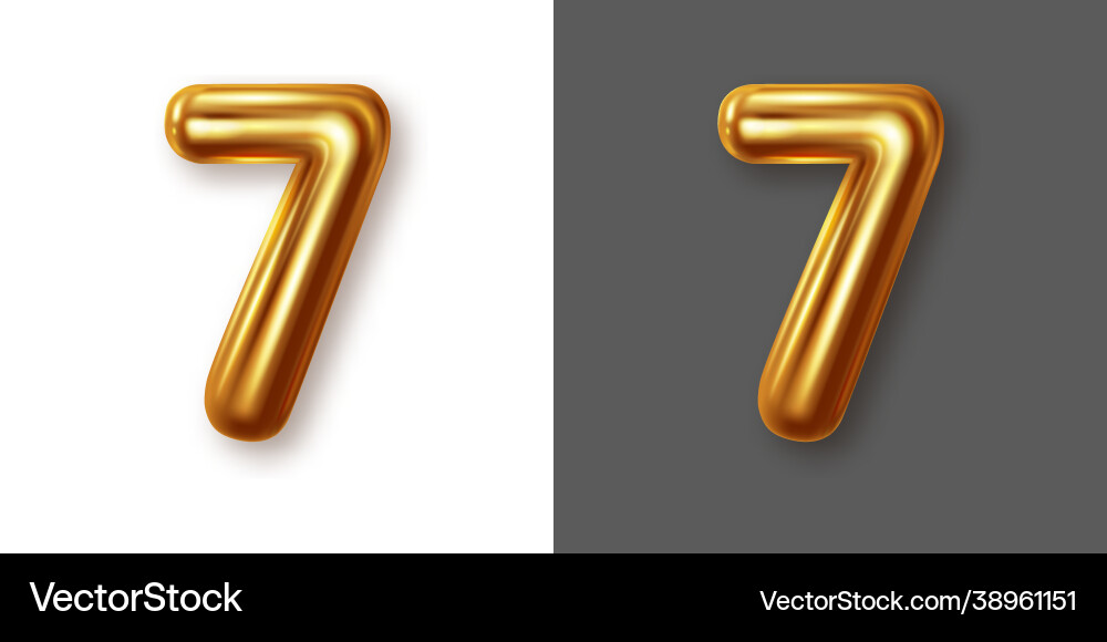 Metallic gold numeral symbol - 7 creative Vector Image