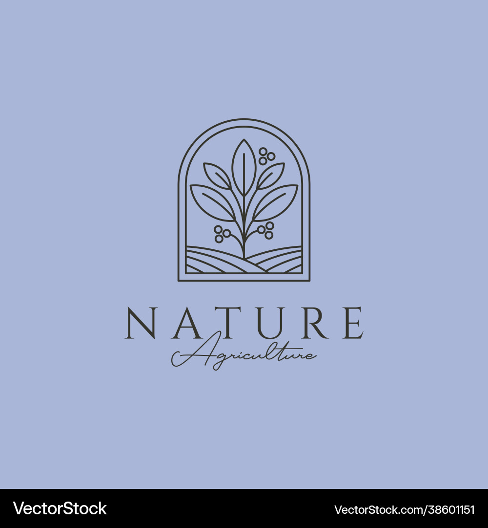 Nature tree line logo symbol design line art tree Vector Image