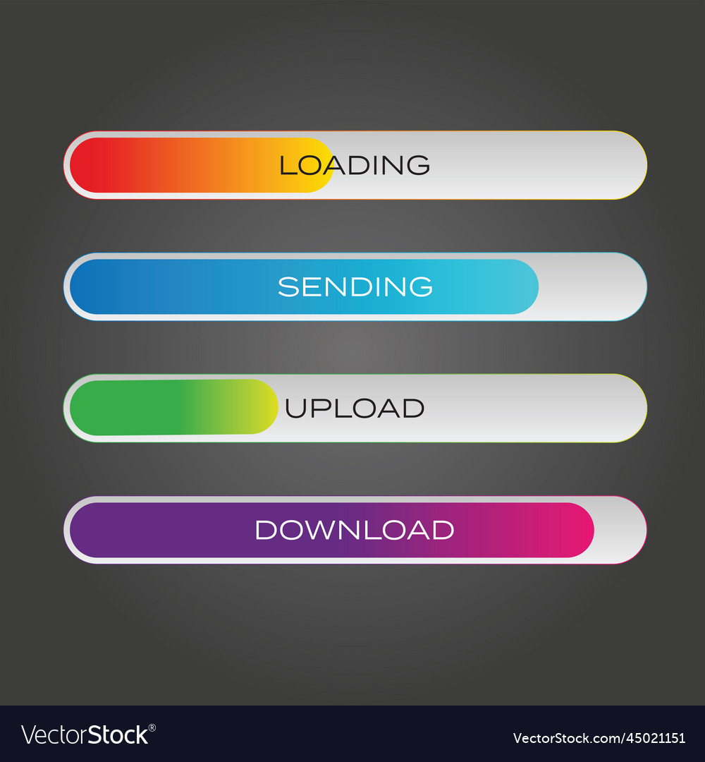 Progress bar upload download web button Royalty Free Vector