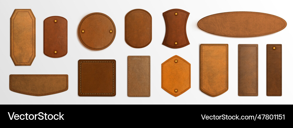Realistic set of genuine leather labels Royalty Free Vector