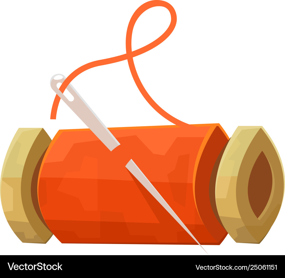Reel with red thread and needle isolated on white Vector Image