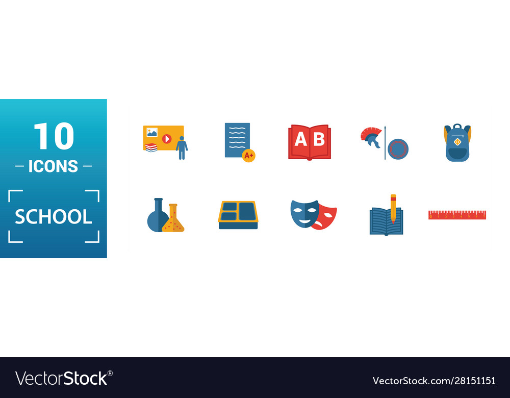 School icon set include creative elements Vector Image