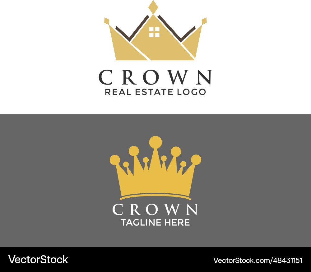Set of crown logo icon creative Royalty Free Vector Image