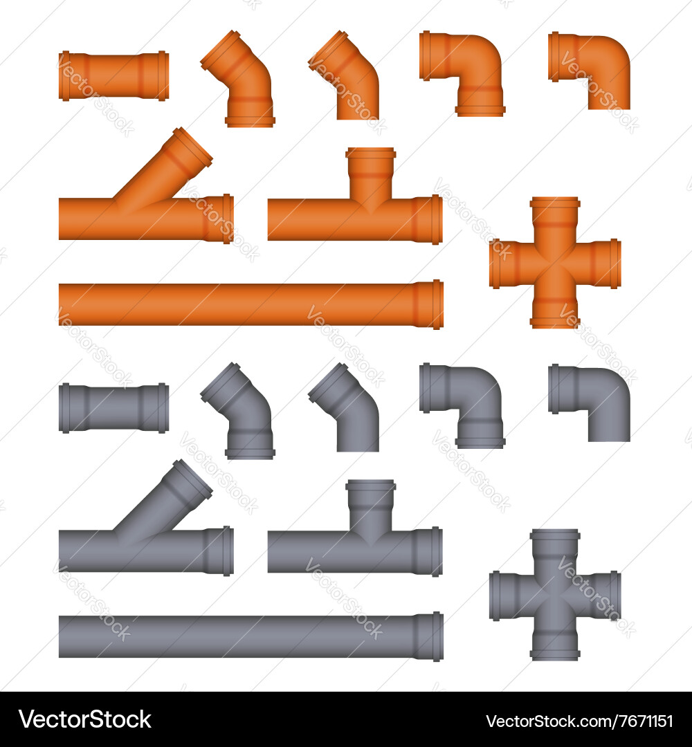 Set of plastic sewer pipes Royalty Free Vector Image