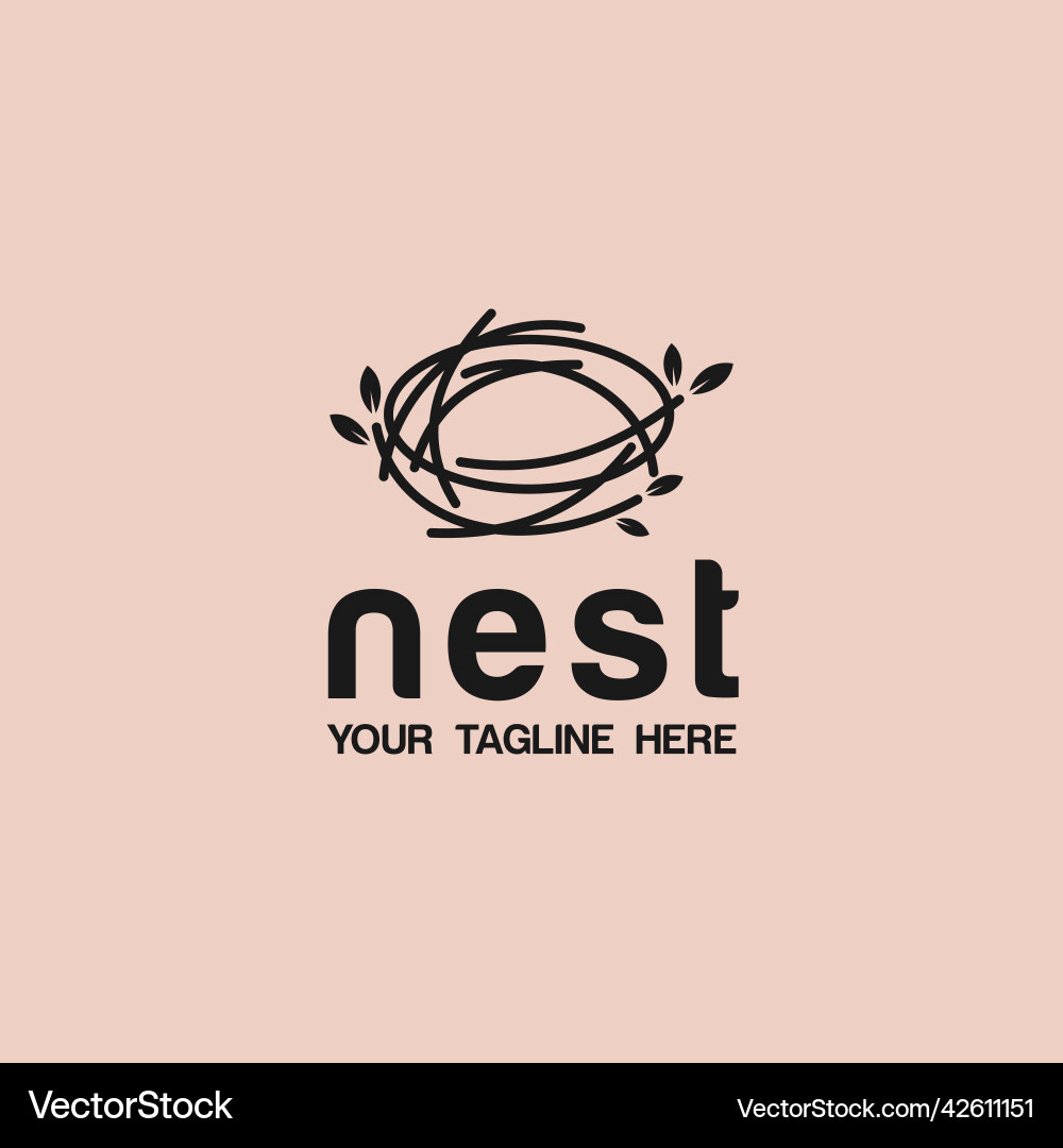 Simple and minimal bird nest icon logo line Vector Image